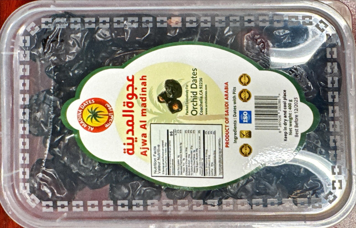 Ajwa Al Madinah Dates with Pits 400 gm – HalalcoStore